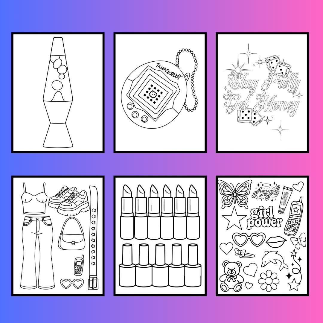 Y2K Coloring Pages | 50 Printable Designs | Retro 2000s Aesthetic for ...