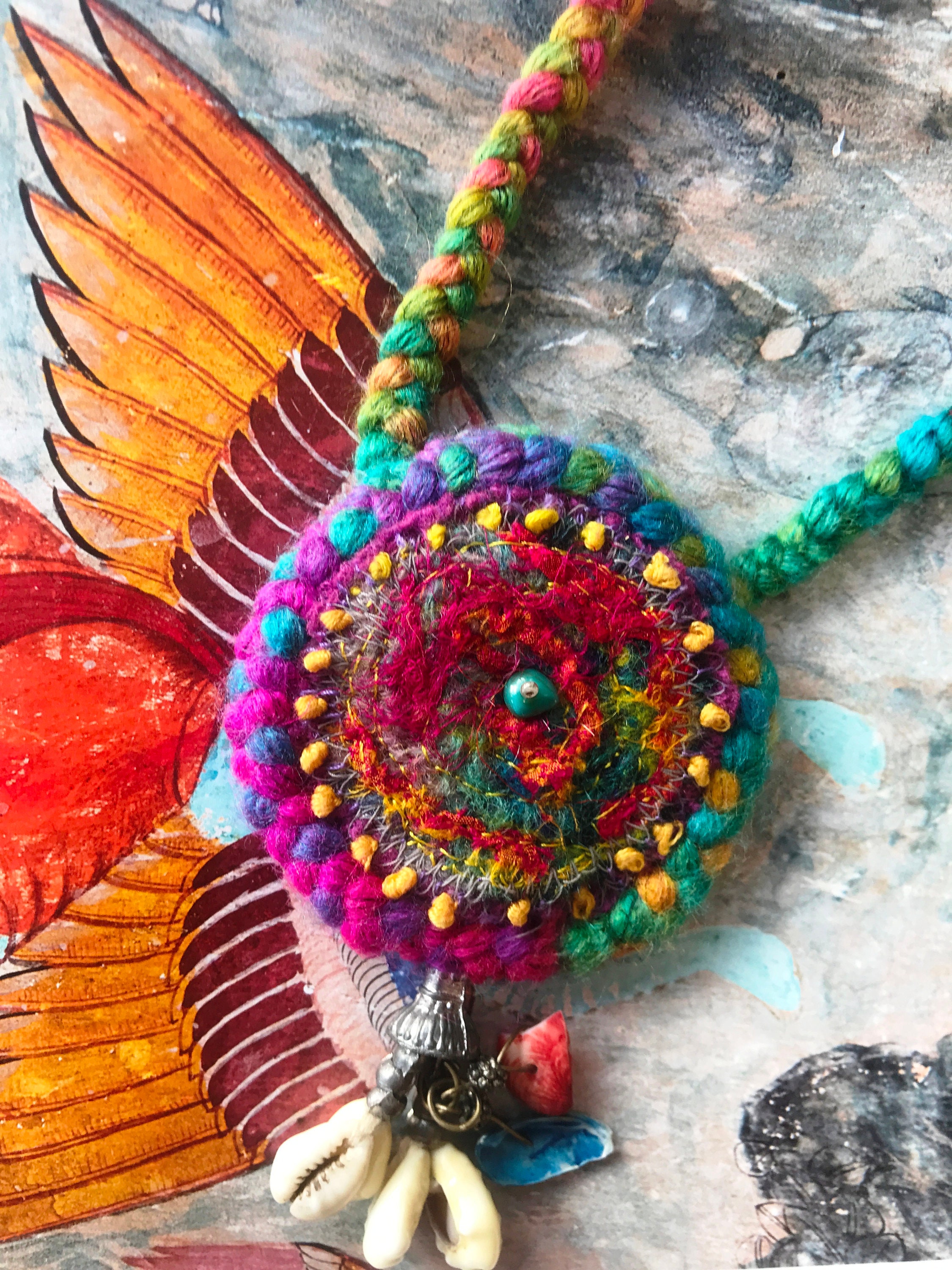 Vibrant Embroidered Textile Prayer Mandala With Vintage Tassel - Etsy