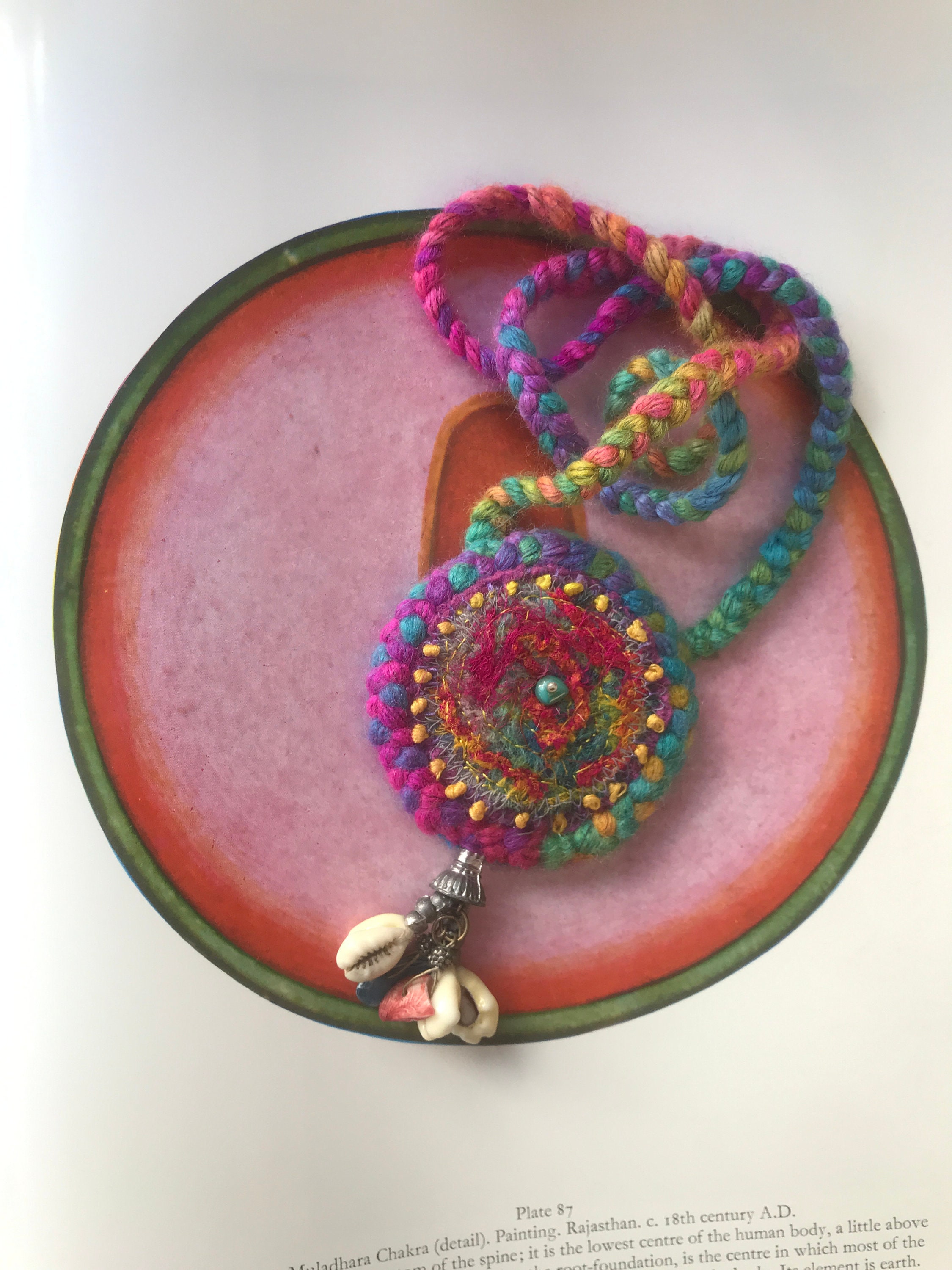 Vibrant Embroidered Textile Prayer Mandala With Vintage Tassel - Etsy