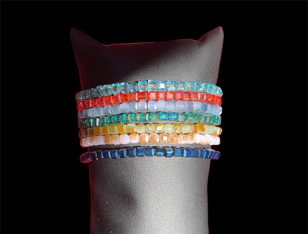 Swarovski Crystal Bracelets, Square Crystal AB Bracelets, Square Beaded ...