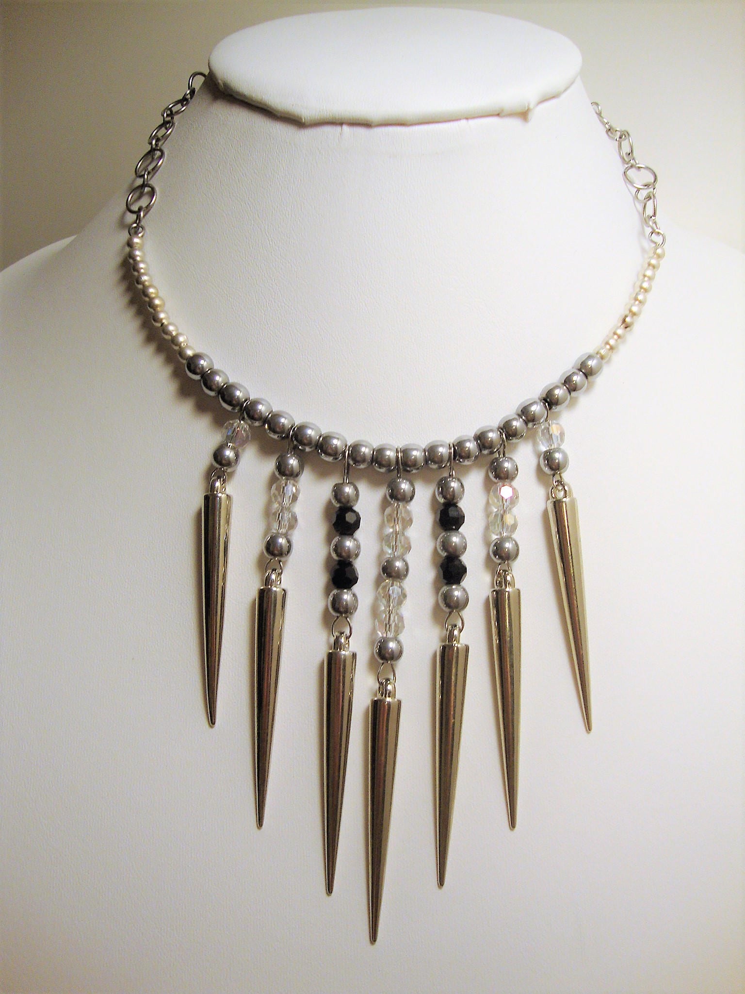 Swarovski Crystal Beaded Spiked Necklace Beaded Spiked | Etsy