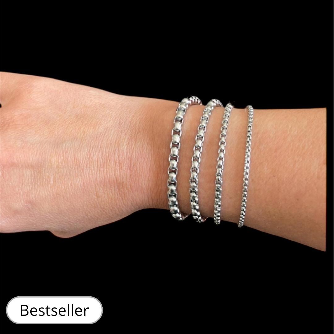 Stainless Steel Round Box Chain Bracelet, Unisex Bracelet, Stainless ...