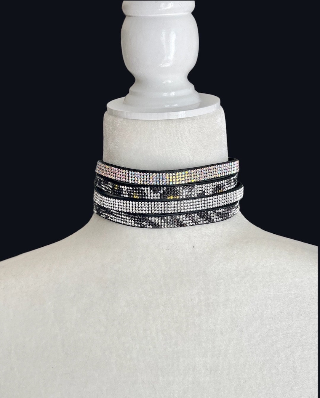 Rhinestone Chokers, Leopard Print Choker, Clear Rhinestone Choker ...