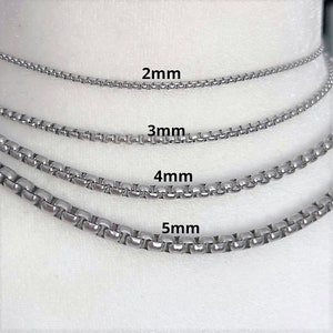 Stainless Steel Round Box Chain Necklace, Hypoallergenic Waterproof ...