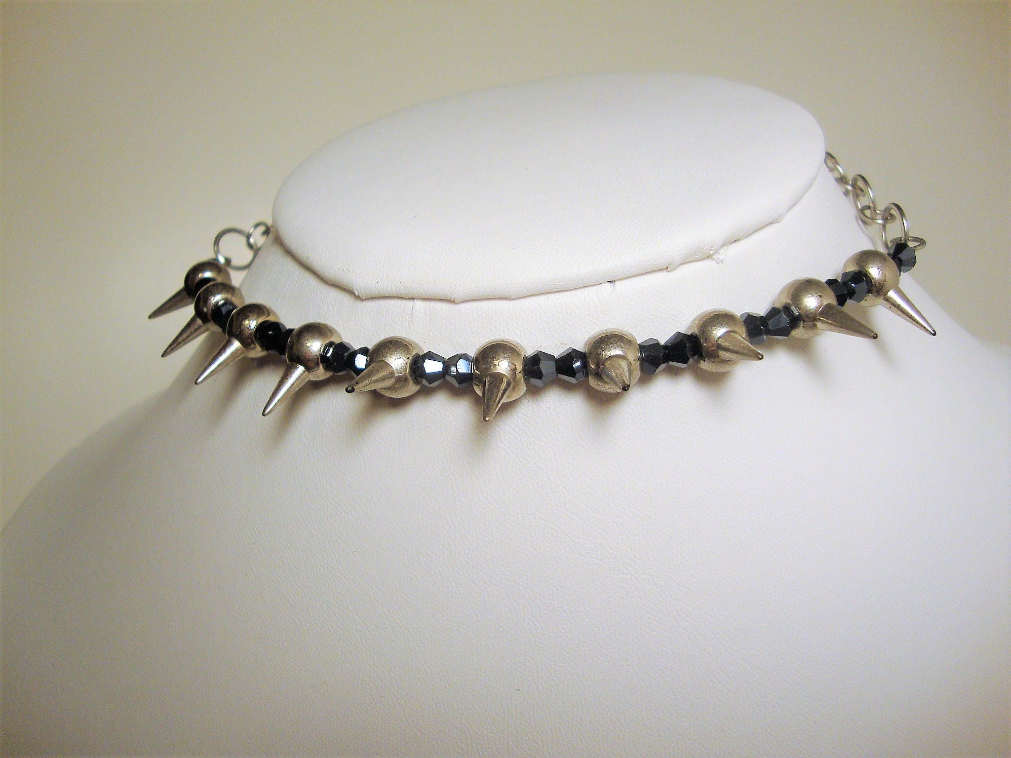 Swarovski Crystal Beaded Spiked Necklace Spiked Necklace - Etsy