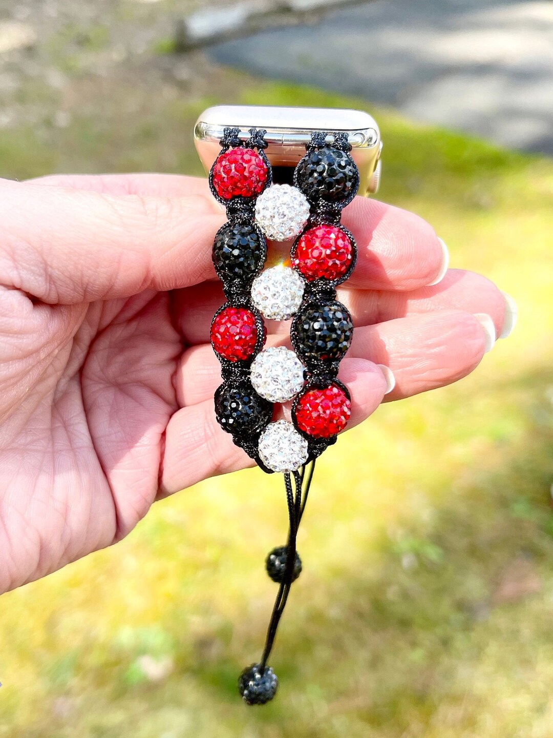 Apple Watch Band, Shamballa Beaded Macrame Watch Band, Macrame Apple ...