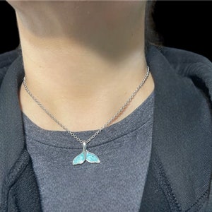 Stainless Steel Whale Tale Charm Necklace, Unisex Necklace, Stainless ...