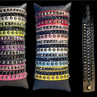 Punk Studded Genuine Lather Bracelet Pyramid Steel Stud Goth Rock Stud ...