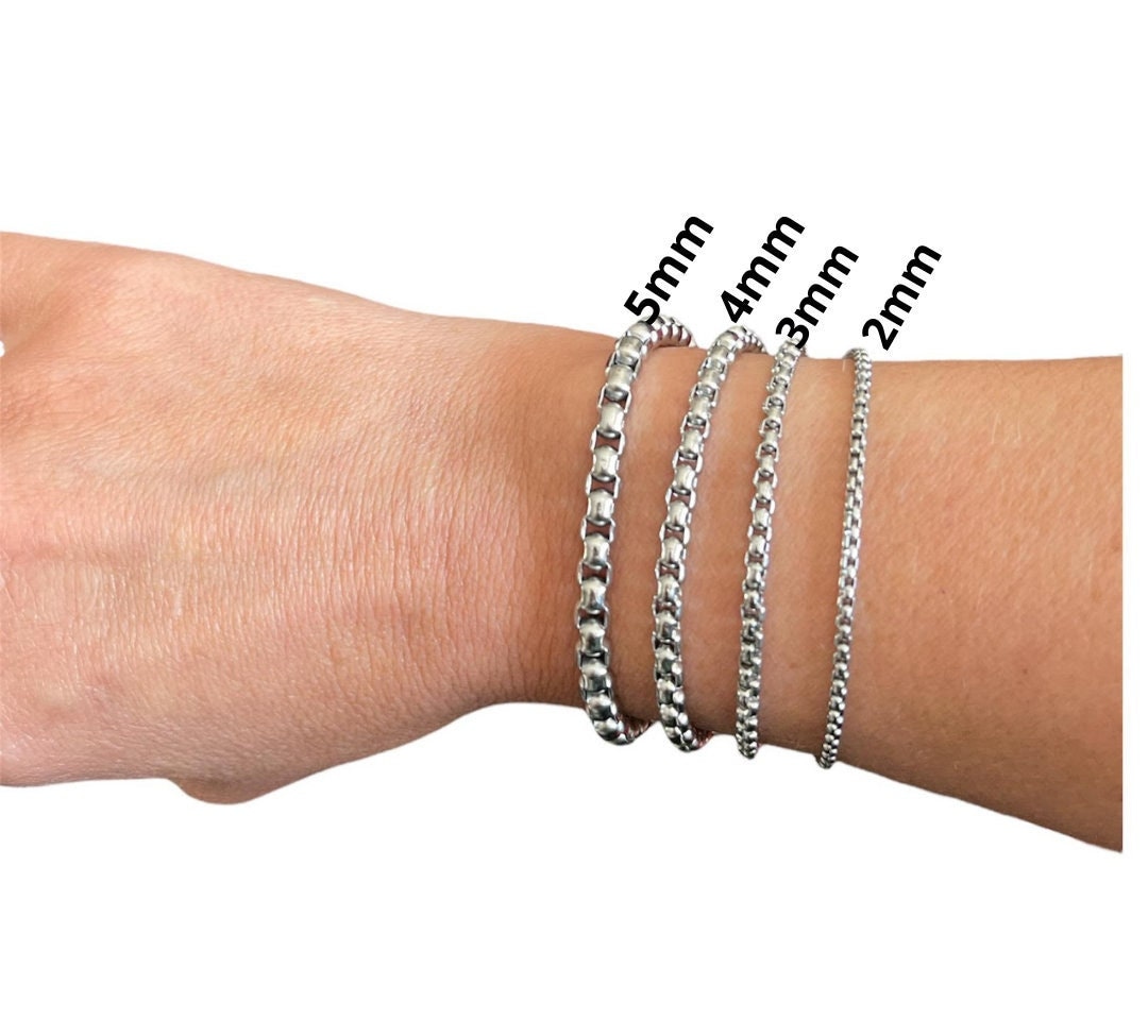 Stainless Steel Round Box Chain Bracelet, Unisex Bracelet, Stainless ...