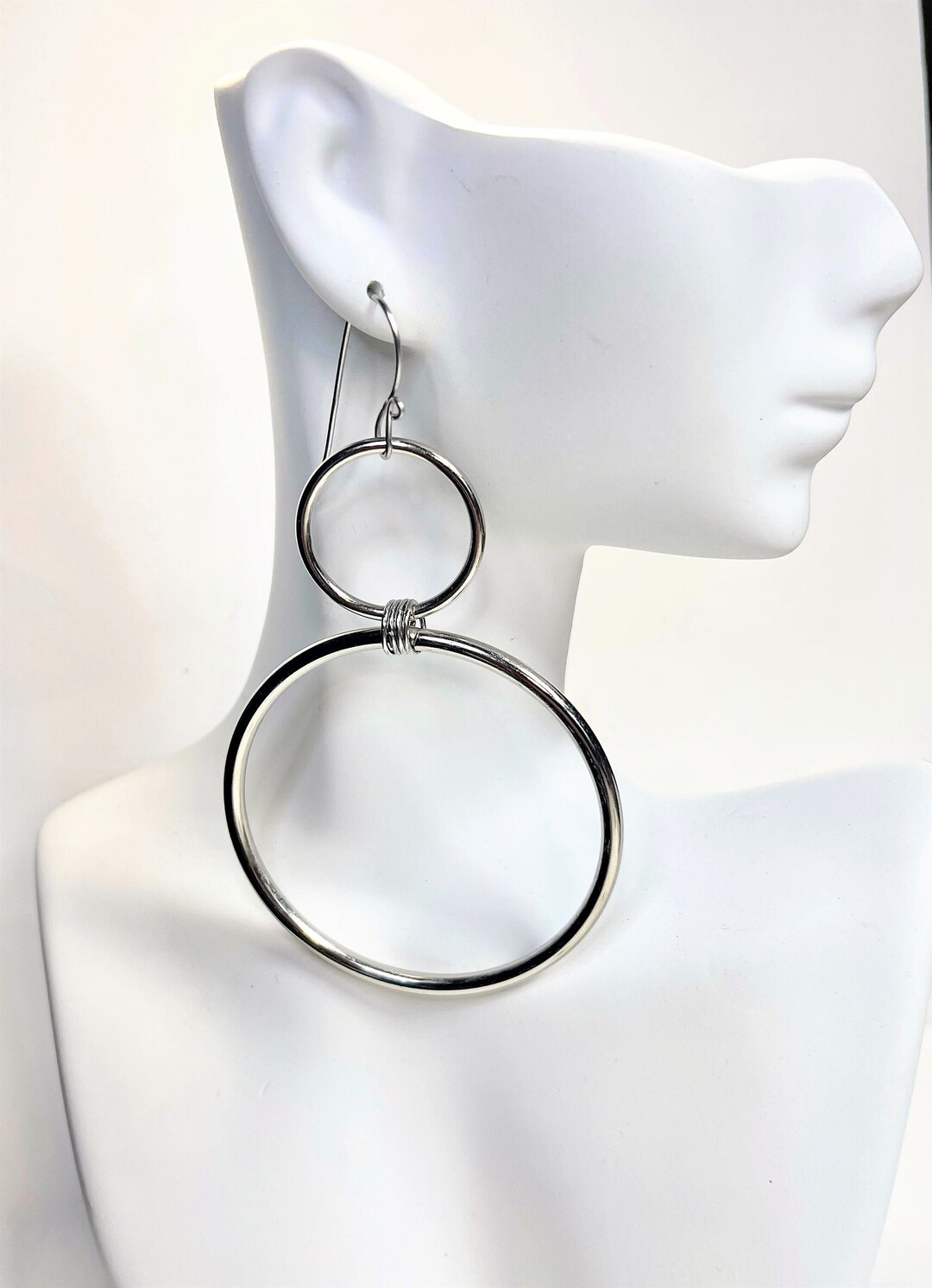 Large Hoop Earrings, Double Oring Earrings, Dangle Earrings, Drop ...