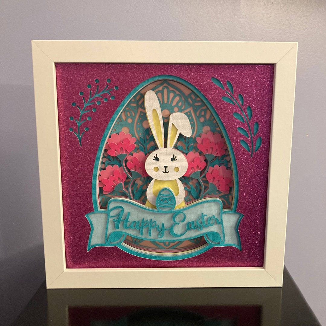 Happy Easter 3D Shadow Box, Easter Decoration, Framed Easter Decor - Etsy