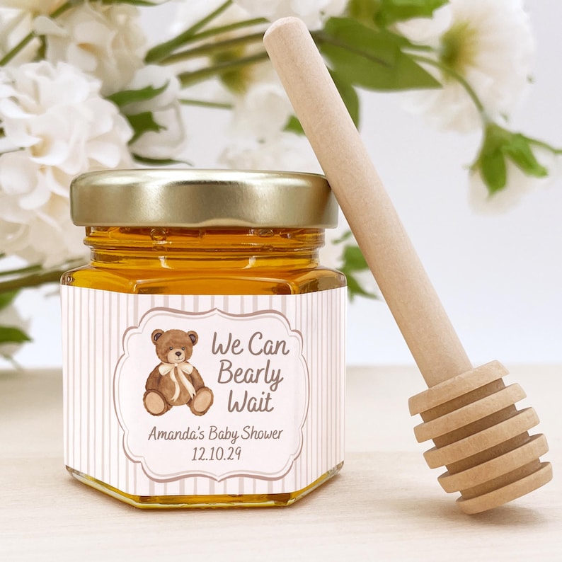 Mini Honey Jar Baby Shower Favors, We Can Bearly Wait Themed Baby ...