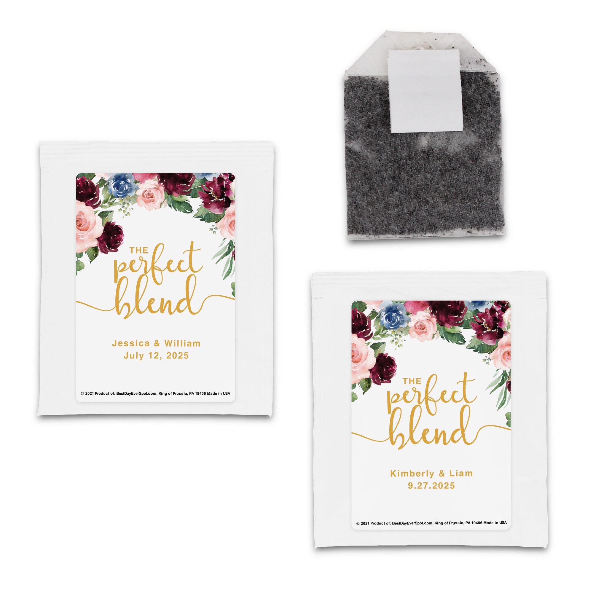 Tea Party Favors, Perfect Blend Personalized Tea Bags, Tea Bag Favors ...