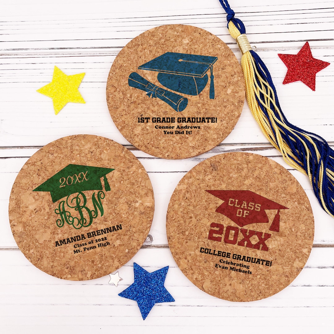 Personalized Graduation Cork Coasters, Graduation Party Decorations ...