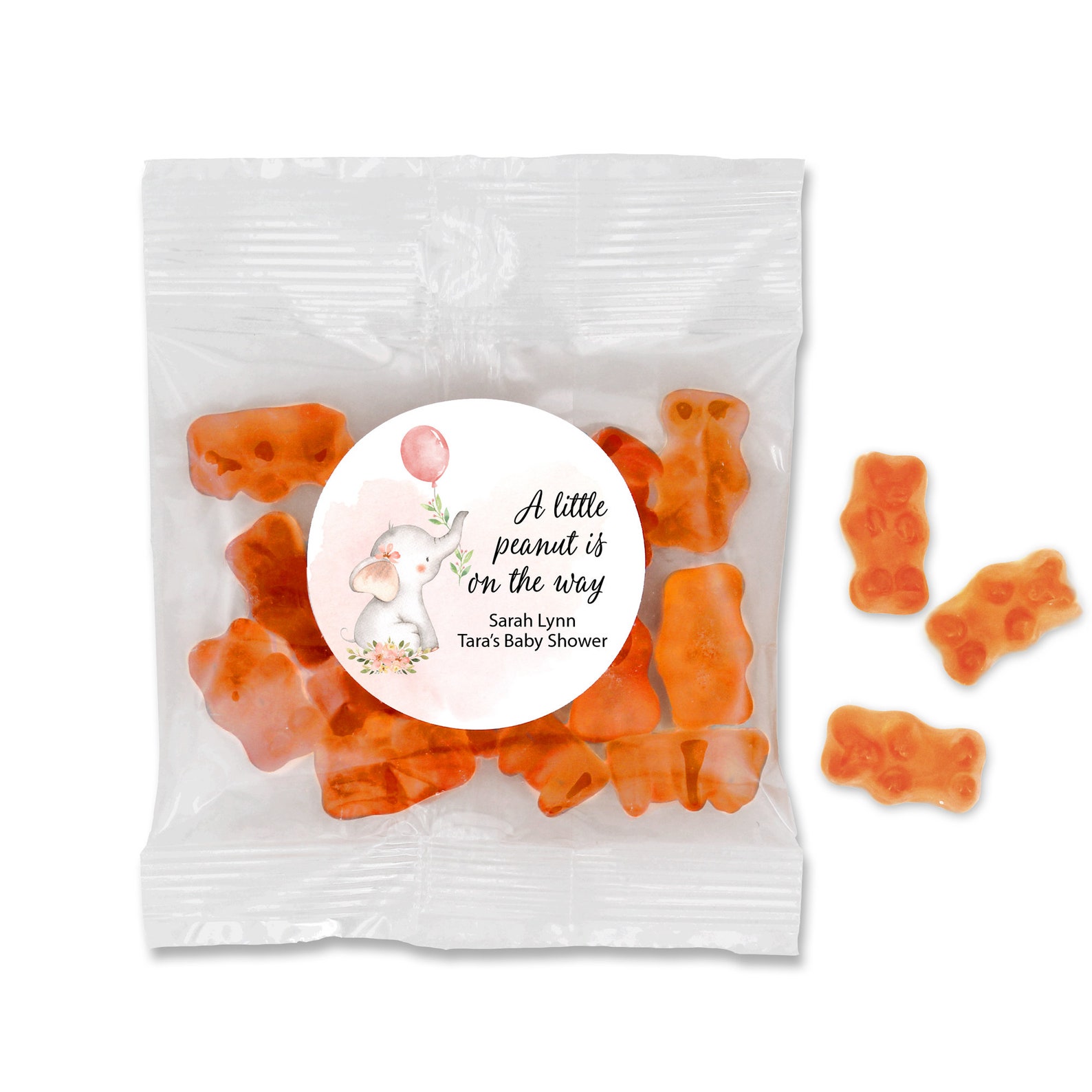 Baby Elephant Champagne Gummy Bear Favors, Personalized Gummy Bears ...