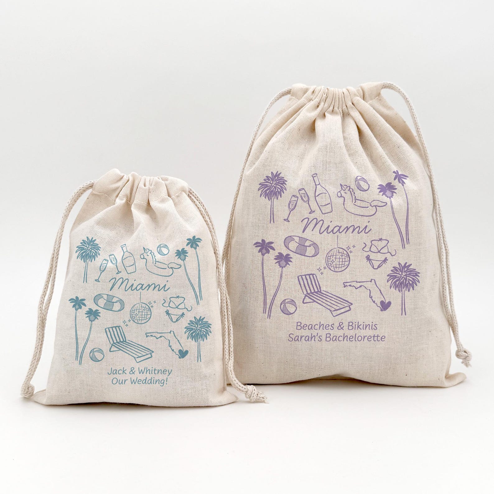 Miami Bachelorette Cotton Favor Bags, Custom Tote Bag, Hangover Kit ...
