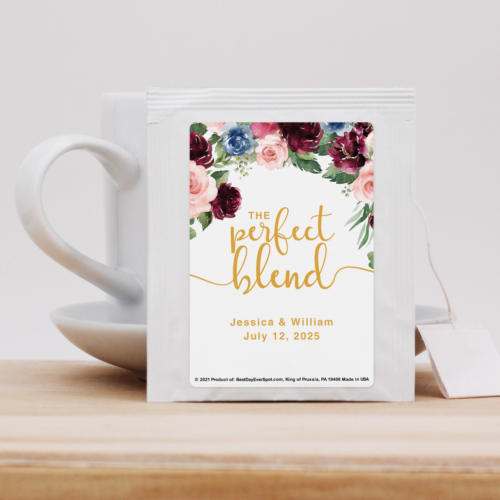 Tea Party Favors, Perfect Blend Personalized Tea Bags, Tea Bag Favors ...