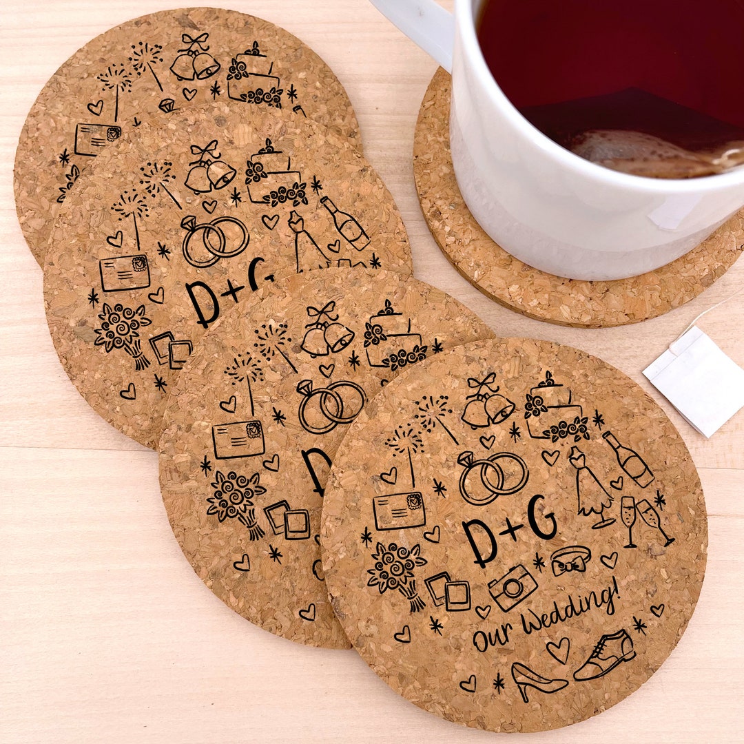 Wedding Coasters for Guests, Personalized Round Wedding Coasters, Hand ...