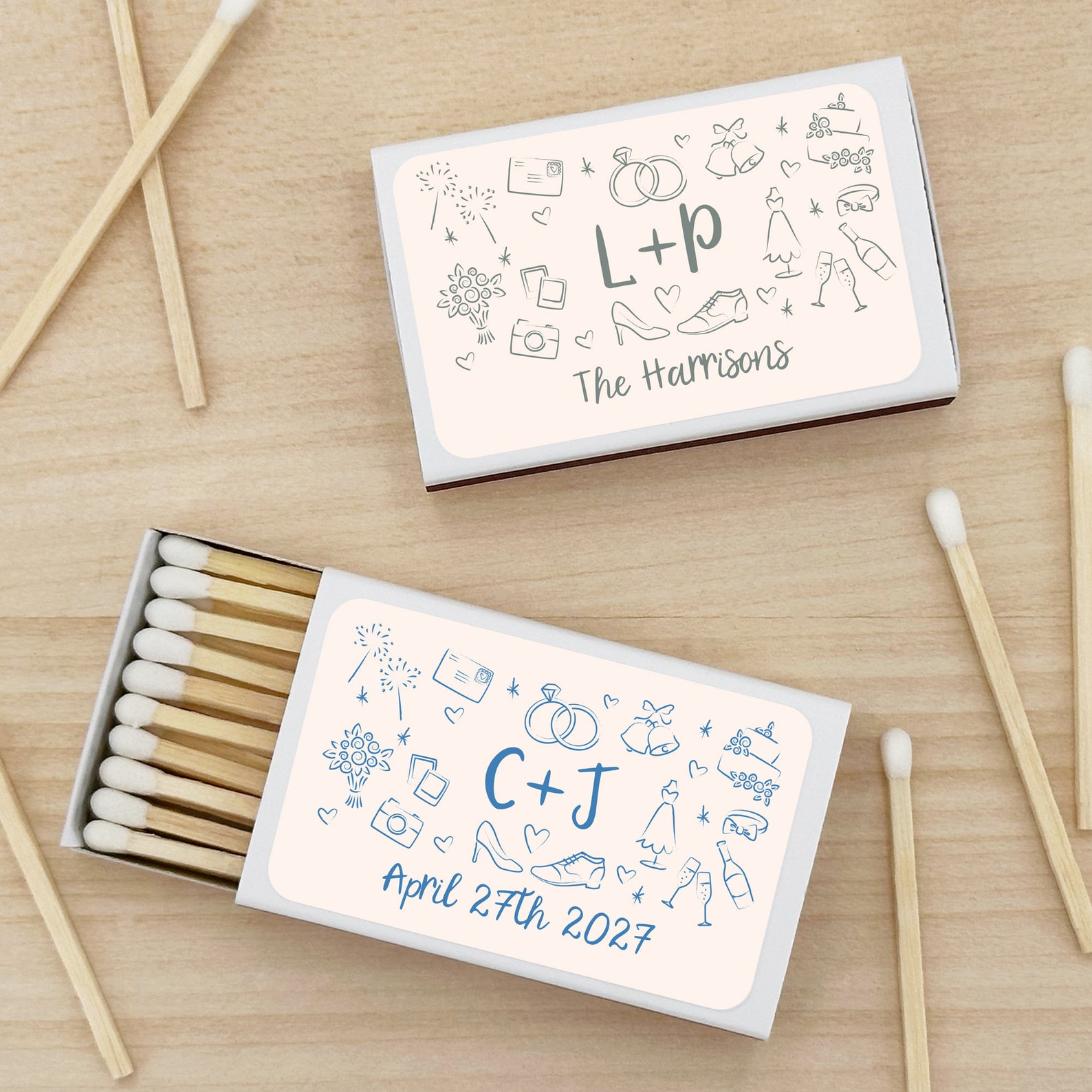 Custom Match Boxes, Wedding Matches, Bridal Shower Favors, Party Favor ...