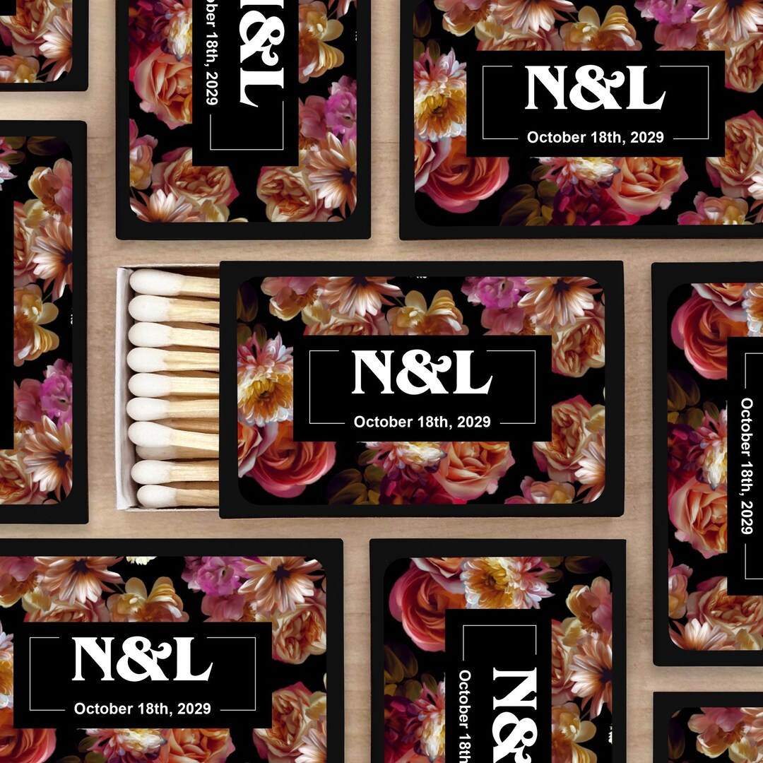 Wedding Favor Matches, Watercolor Floral Matchboxes, Personalized ...