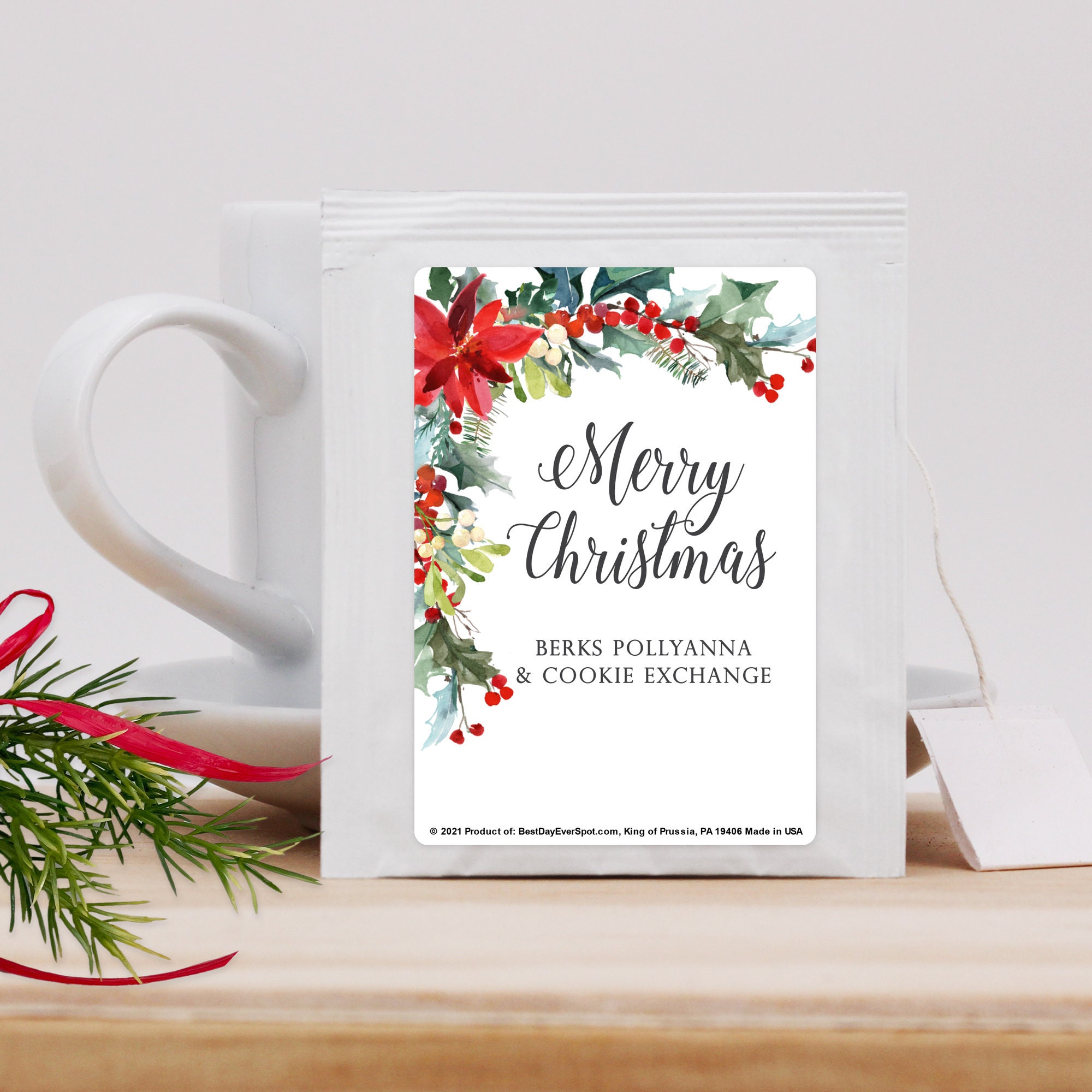 Christmas Tea, Personalized Tea Favors, Christmas Tea Party Favor ...