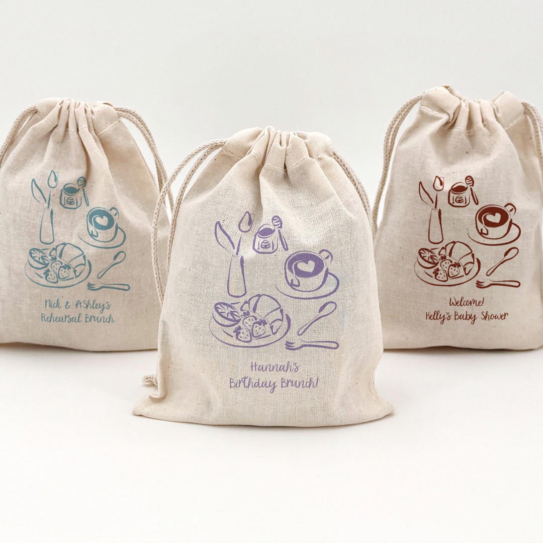 Wedding Favor Bags, Custom Mini Drawstring Tote Bag, Bridal Shower ...