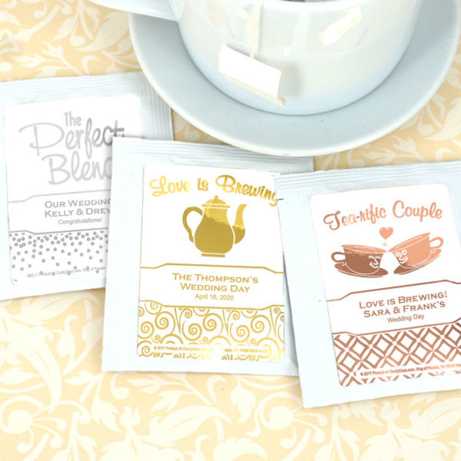 Wedding Favor Tea, Personalized Metallic Foil Tea Favors Set of 30 - Etsy