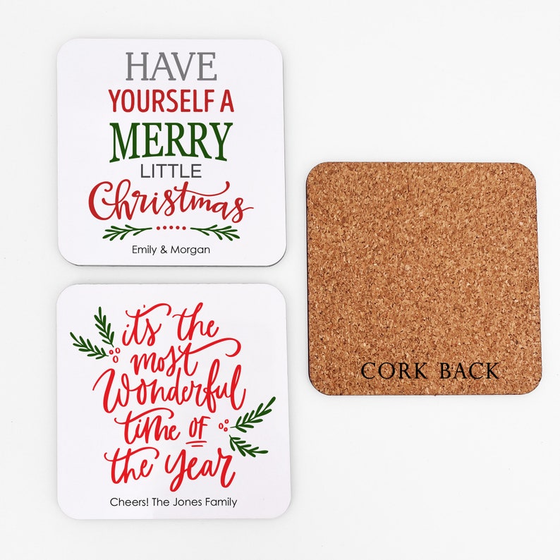 Traditional Christmas Coasters, Christmas Sayings, Coaster Set ...
