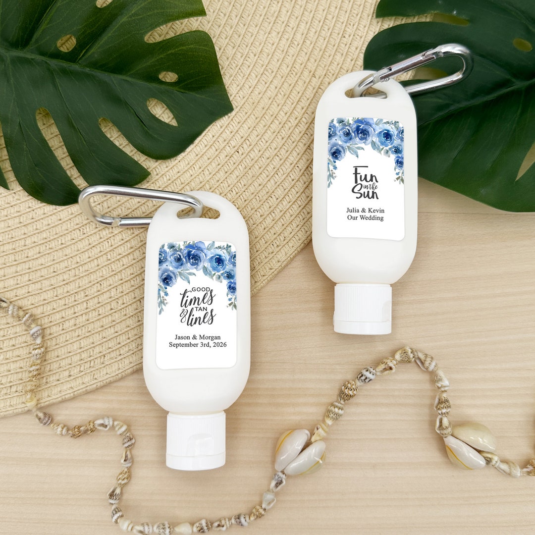 Sun Tan Lotion Favors, Personalized Sunscreen Favors, Blue Toile Favors ...