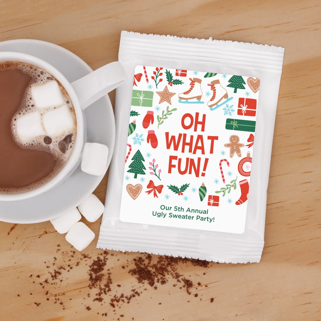 Oh What Fun Hot Chocolate, Christmas Hot Cocoa Favors, Personalized Hot ...