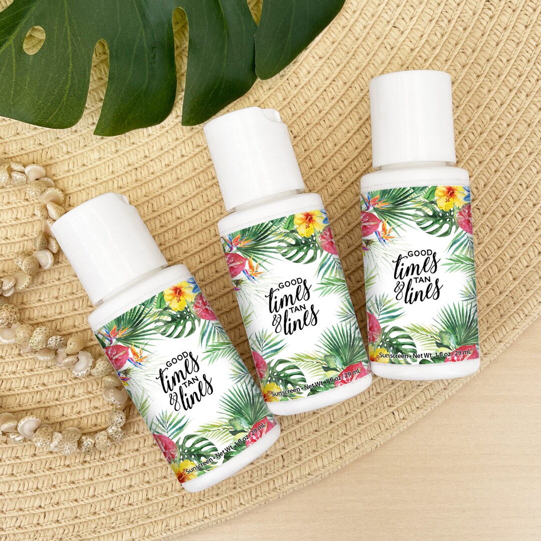 Mini Sunscreen Favor, Beach Party Favor, Bachelorette Party, Tropical ...