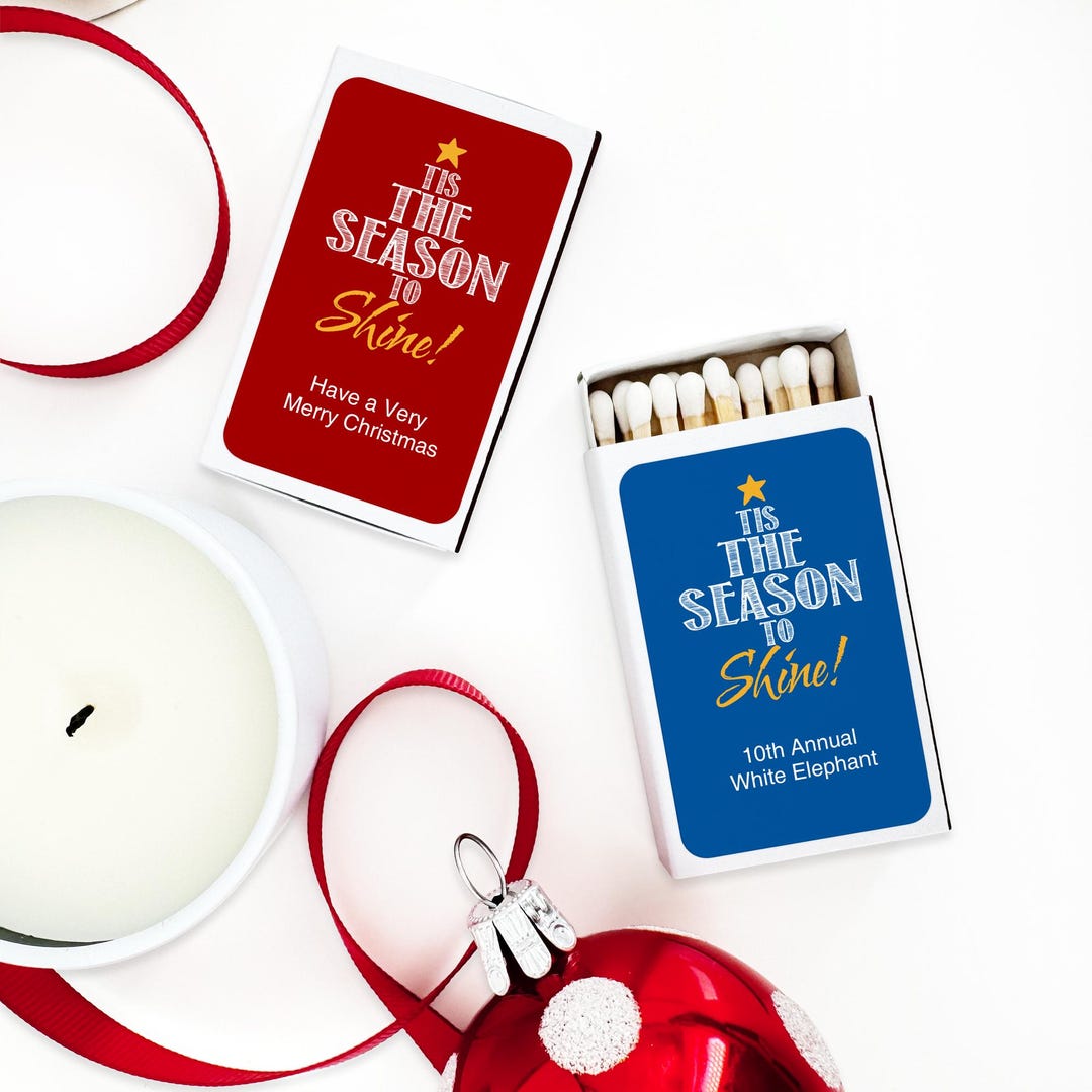 Christmas Party Favors, Holiday Party Matchbox Favors, Tis the Season ...