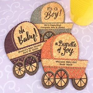 Baby Shower Favors, Baby Shower Coasters, Personalized Carriage Shaped ...