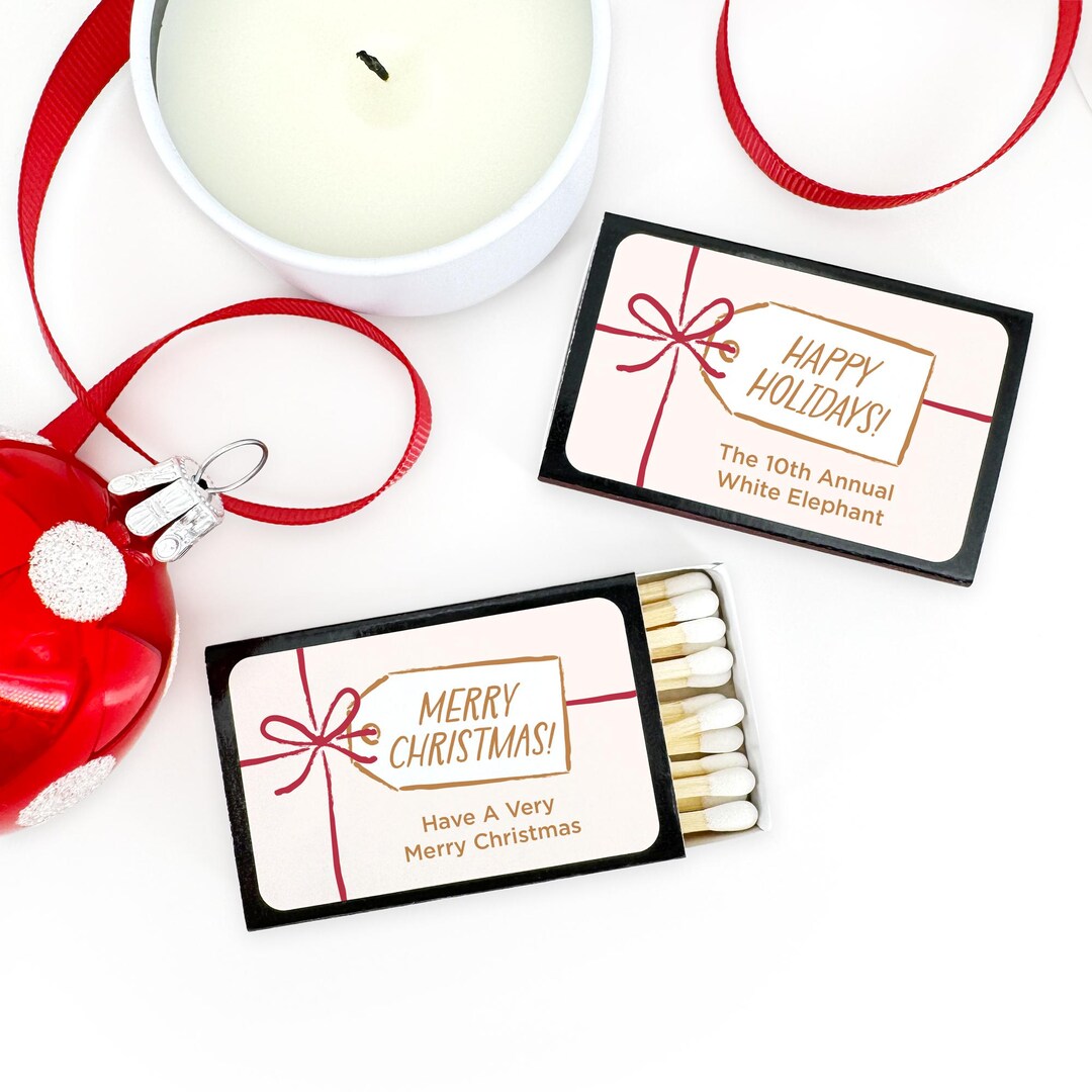Coquette Christmas Bow Match Boxes, Personalized Christmas Matches ...