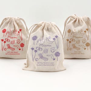 Miami Bachelorette Cotton Favor Bags, Custom Tote Bag, Hangover Kit ...