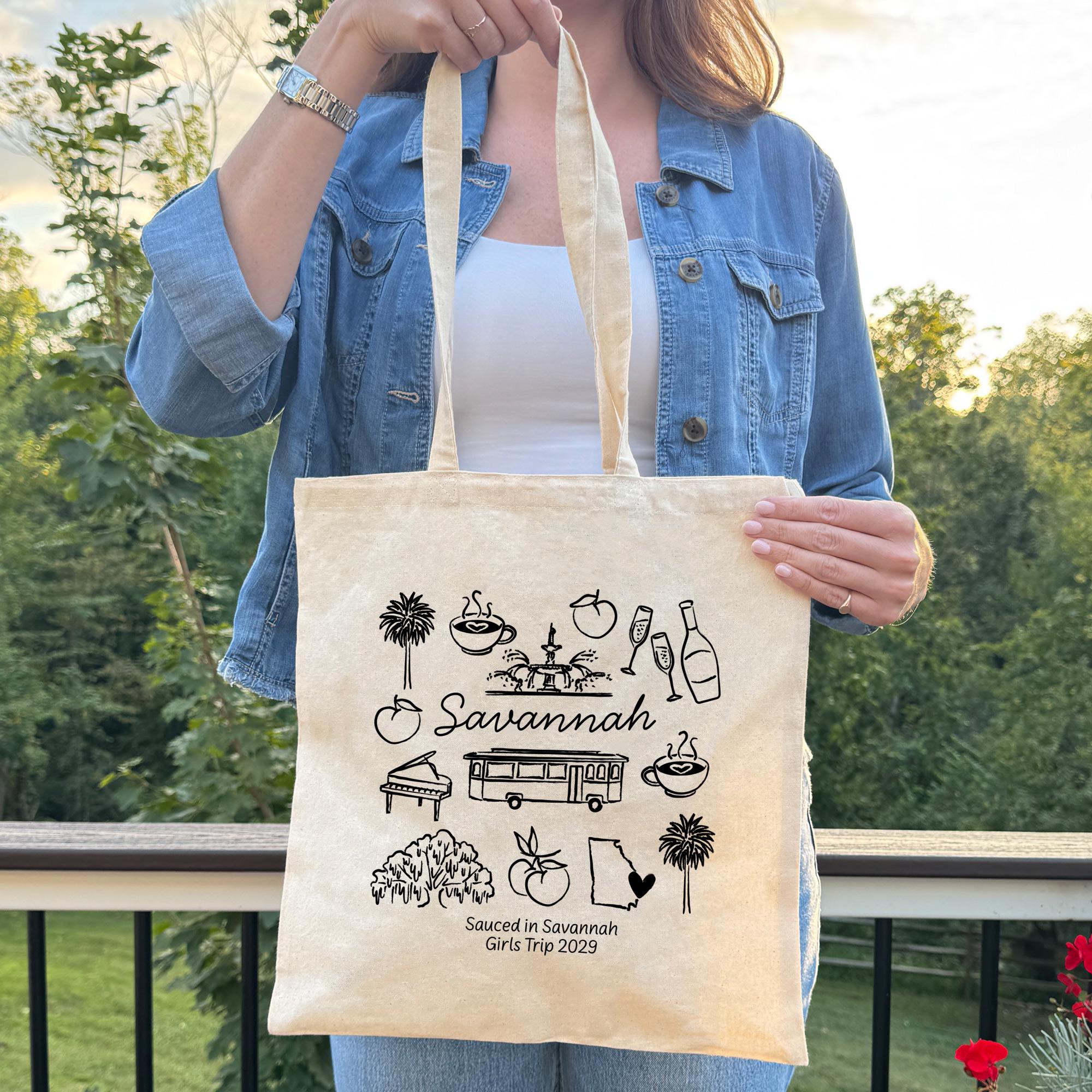Savannah Bachelorette Totes: Custom Doodle Bach Bag, Drink up Peaches ...
