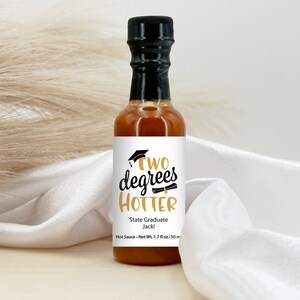 Two Degrees Hotter, Hot Sauce Graduation Favors, Hot Sauce Gift, Mini ...