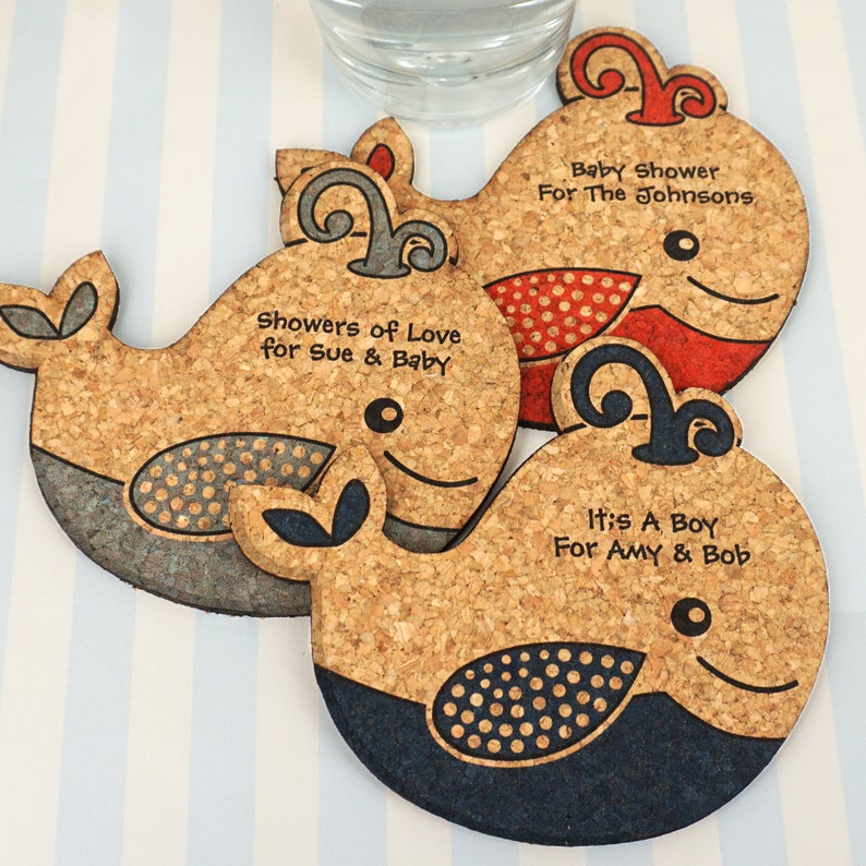 Baby Shower Favor Coasters Personalized Baby Whale Shaped | Etsy
