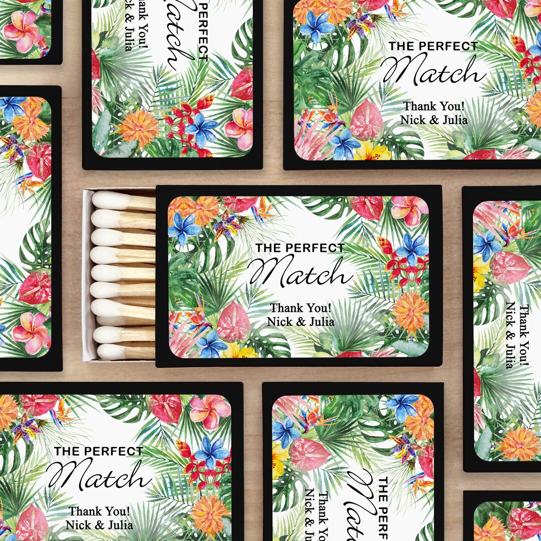 Wedding Favor Matches, the Perfect Match, Tropical Wedding Favors ...