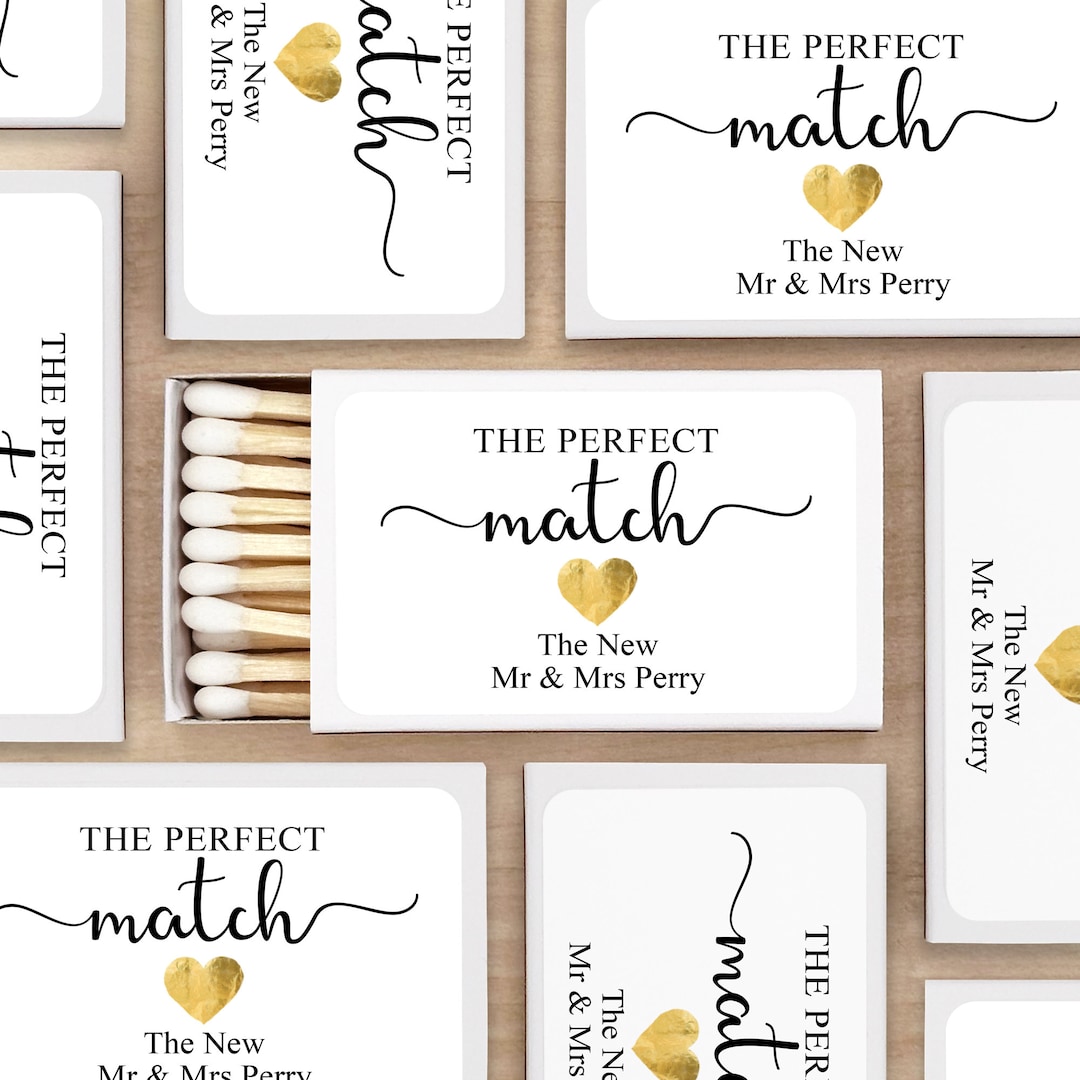 Wedding Favor Matches, "the Perfect Match" Personalized Matches ...