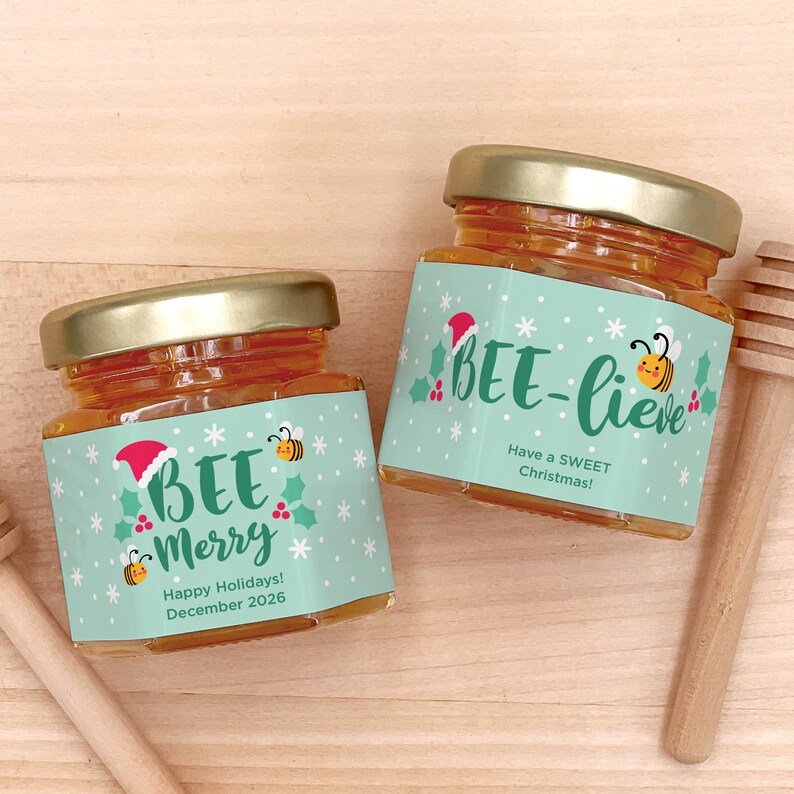Bee Merry Honey Jar Favors, Christmas Party Favors, Holiday Favors ...