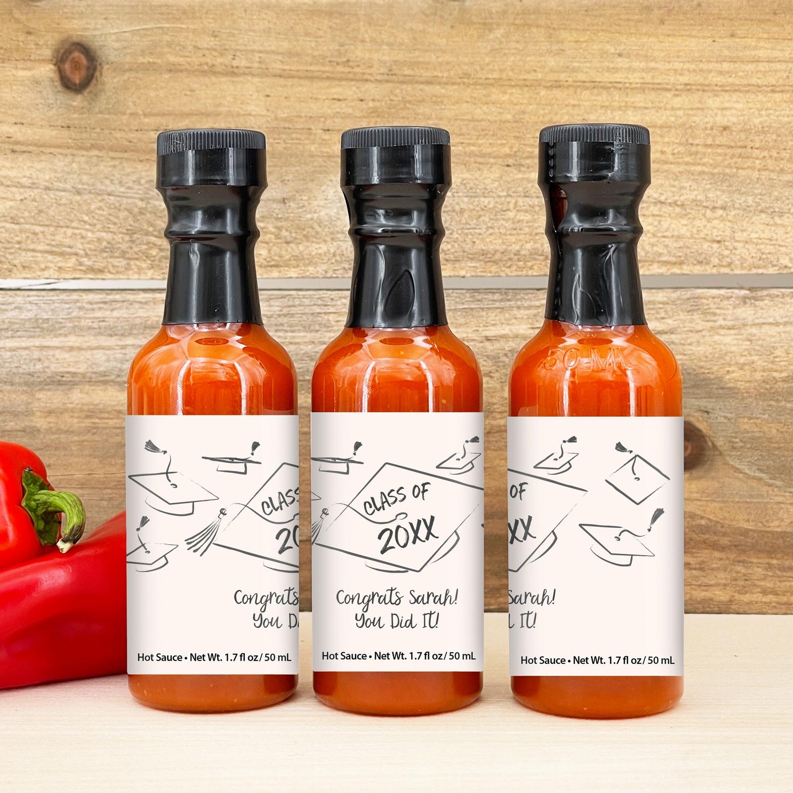 Hot Sauce Graduation Favors, Hot Sauce Gift, Mini Hot Sauce, Custom Hot ...