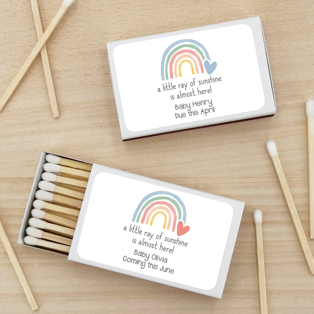 Baby Shower Matchbox Favors, Rainbow Themed Baby Shower Favors ...