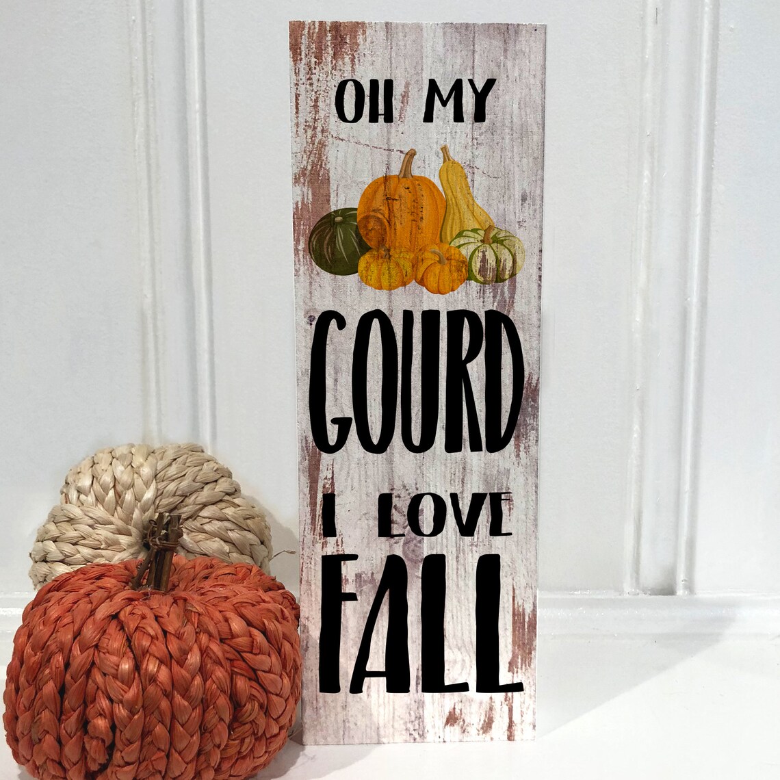 Fall Decor Large White Block Sign Oh My Gourd I Love Fall - Etsy