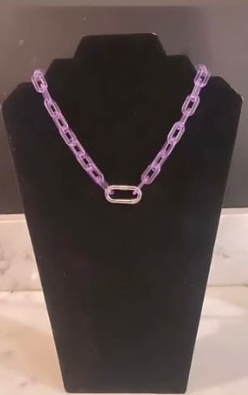 Purple Chain Link Necklace - Etsy
