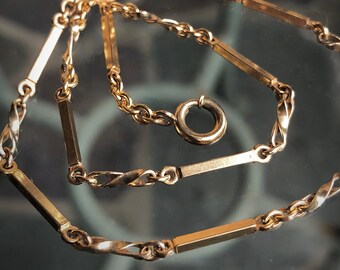 Antique 21 WATCH CHAIN NECKLACE / 12K Yellow Gold Filled Fancy Art Deco ...