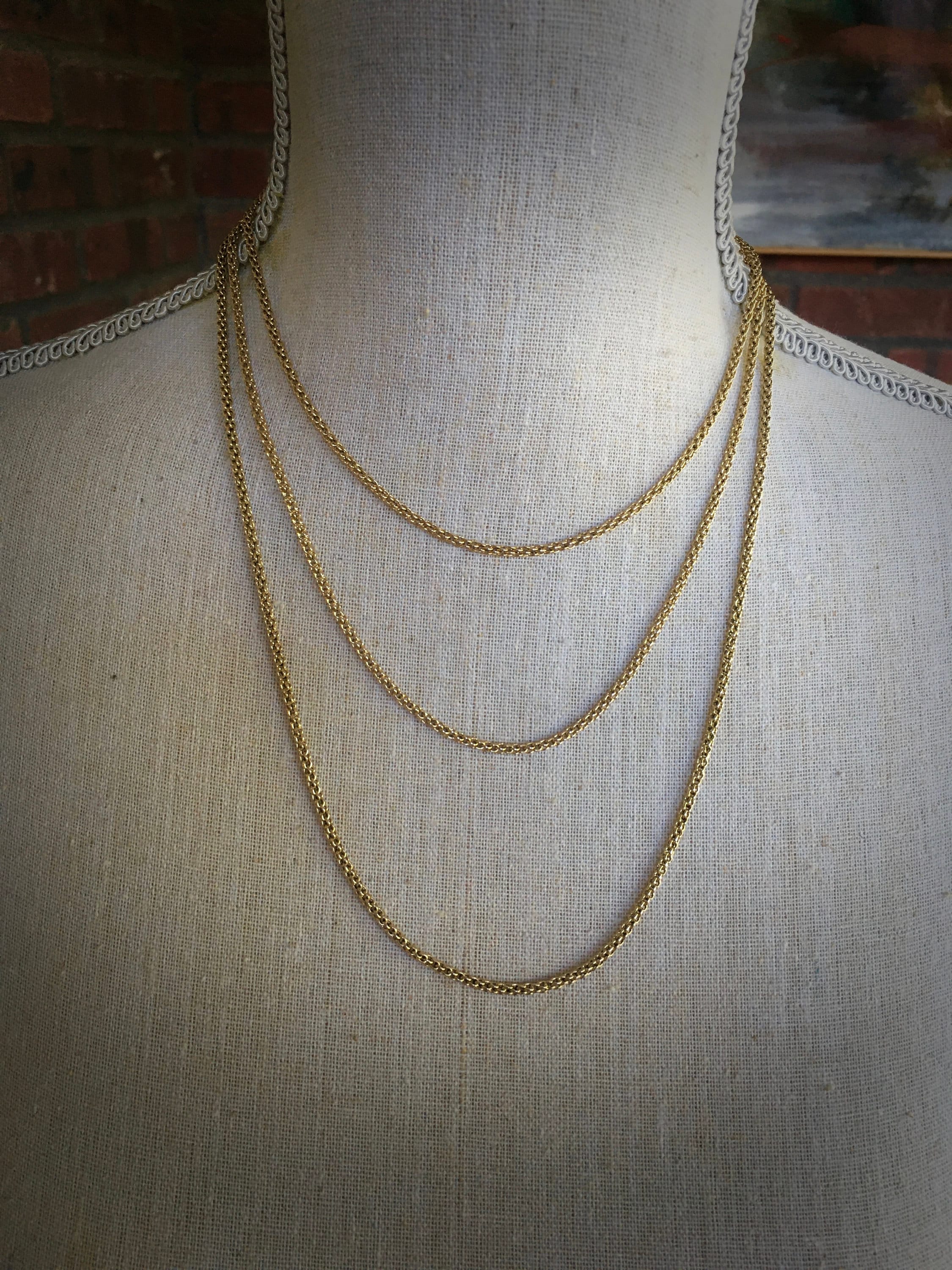 Antique 56 SOLID 14K Yellow GOLD Woven Muff Chain & Dog | Etsy