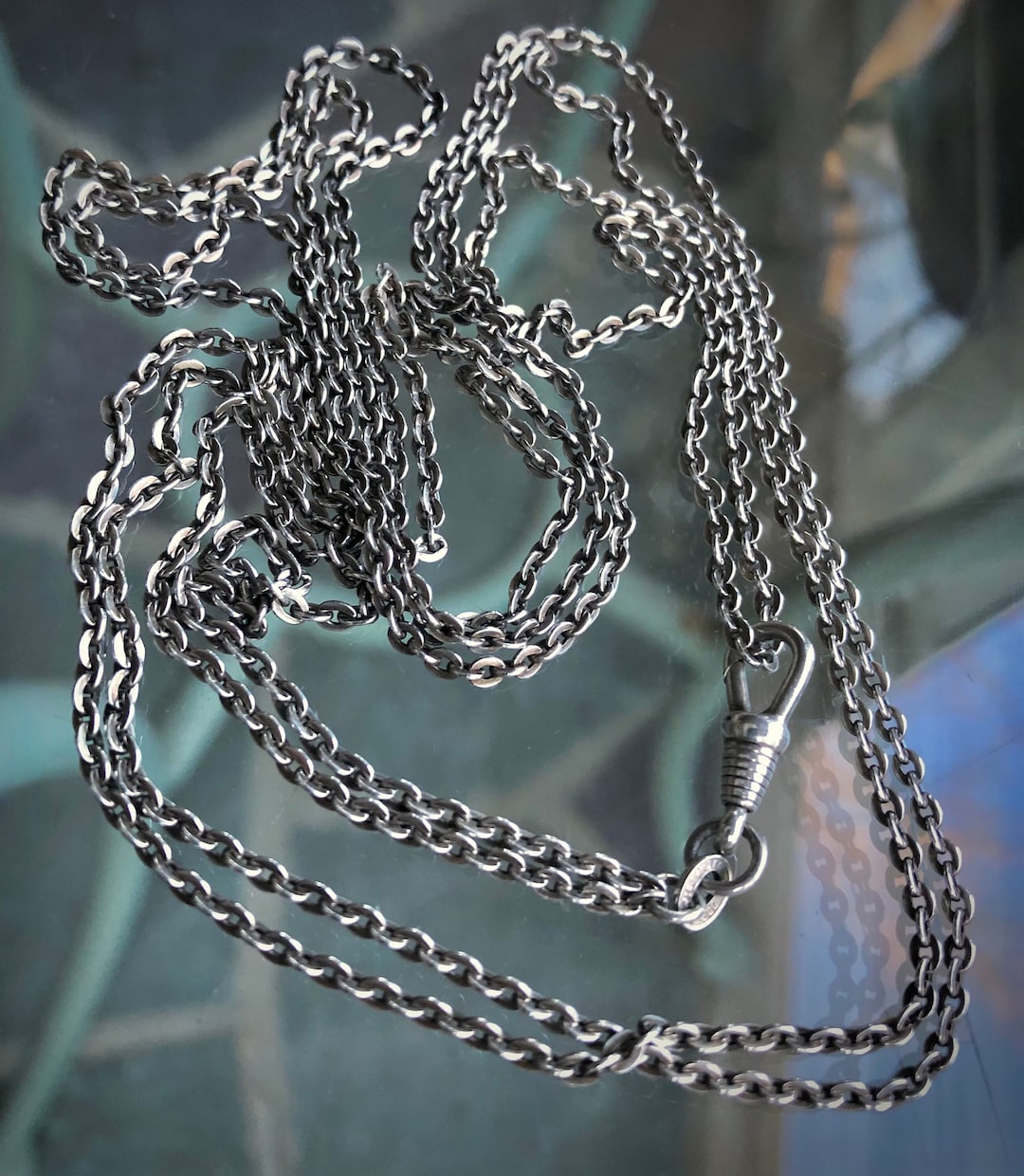 Antique German Maker ellwee Panzer Watch Guard Muff Chain / 800 Silver ...