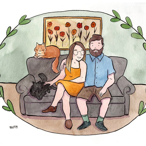 Family Portrait Watercolor - Etsy