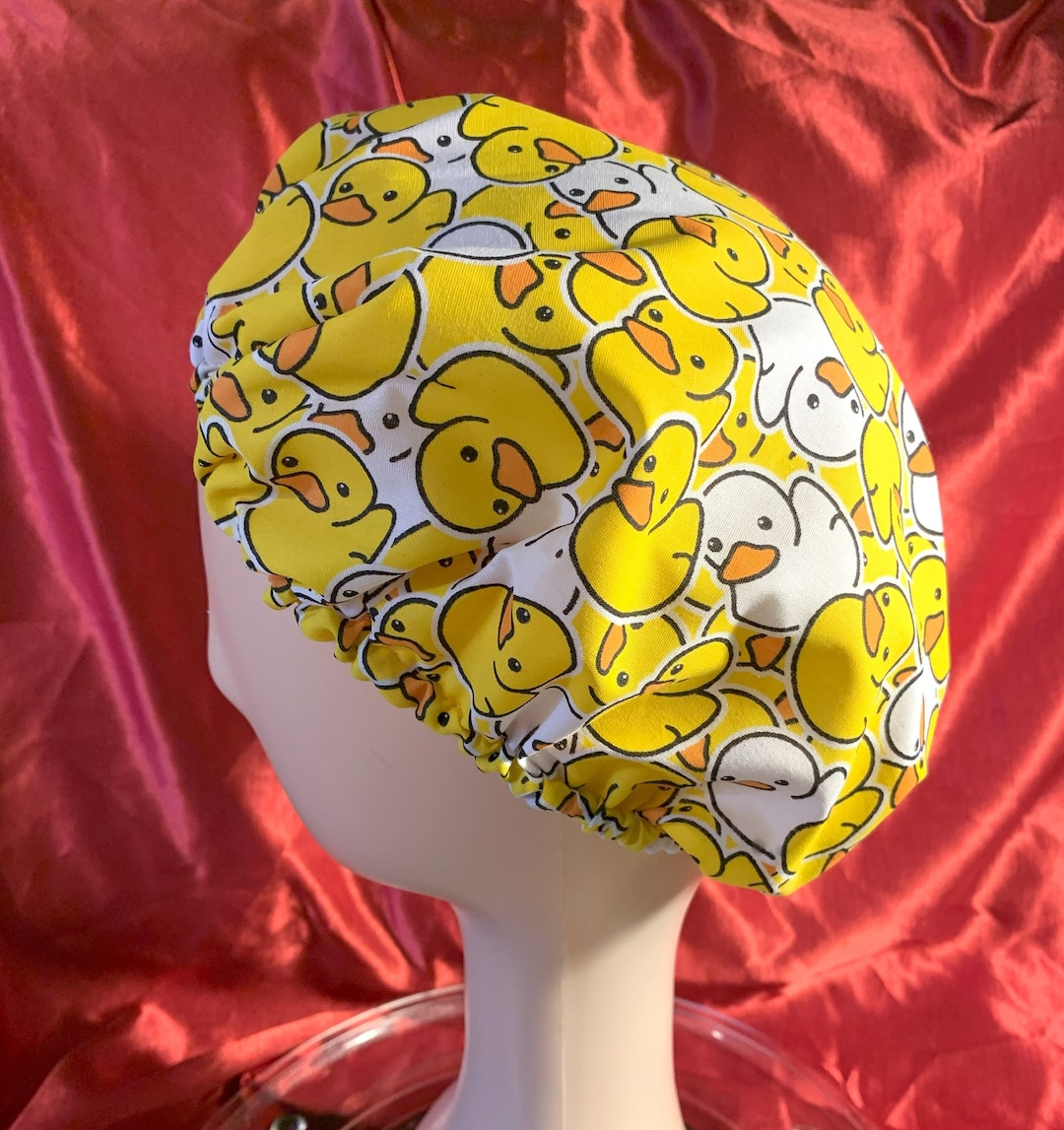 Kids Shower Cap, Small Waterproof Shower Cap, Rubber Ducky Cotton Bath ...